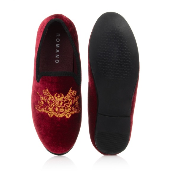 Shoes | Romano Red Velvet Gold Crest Shoes | Poshmark